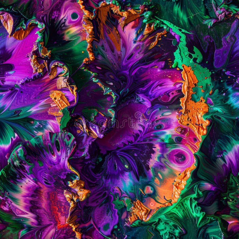 Vibrant Abstract Peacock Colors in Fluid Art Pattern Stock Photo ...