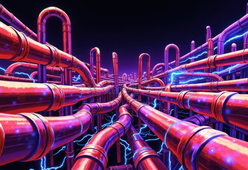 Vibrant Abstract Pipes Creating Dynamic Colorful Industrial Landscape ...