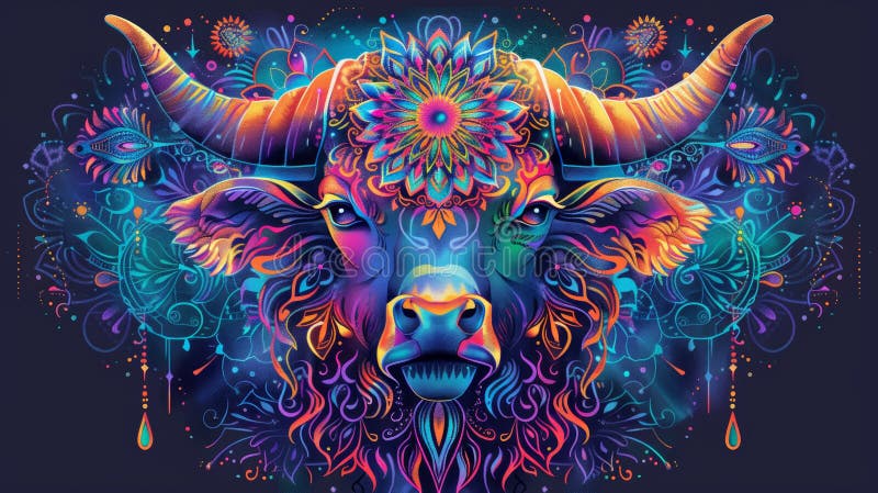 Psychedelic Bull Stock Illustrations – 122 Psychedelic Bull Stock ...