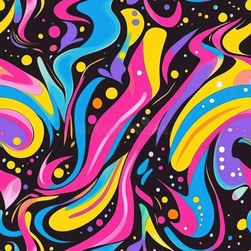 Vibrant Abstract Psychedelic Art Pattern with Swirls and Dots Stock ...