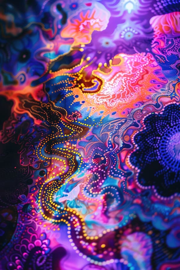Vibrant Abstract Psychedelic Background with Swirling Patterns in Bold ...