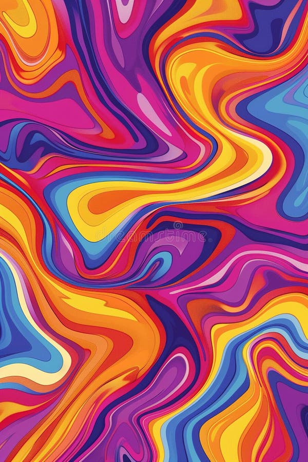 Vibrant Abstract Psychedelic Background with Swirling Patterns in Bold ...