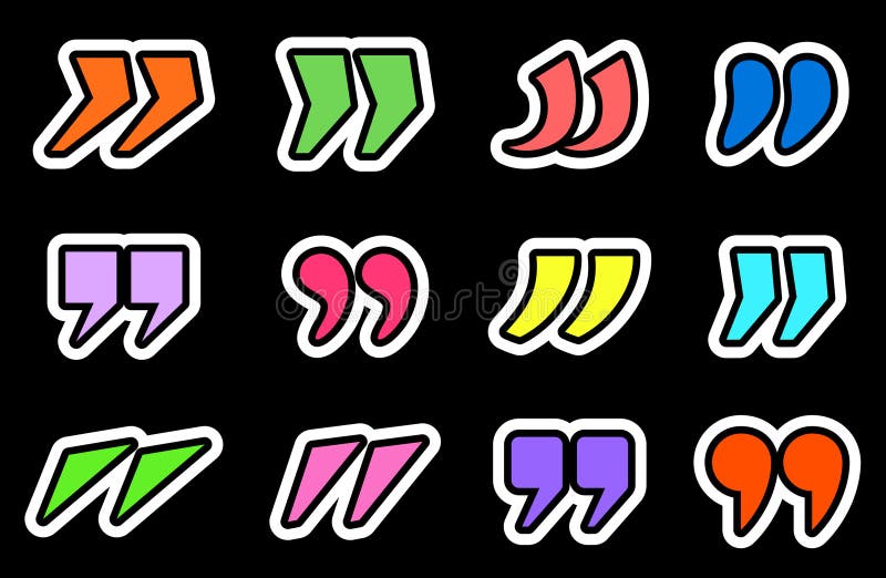 Colorful Abstract Quotation Mark Designs with Bold Outlines Stock ...