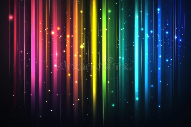 Vibrant Abstract Rainbow Spectrum with Glowing Parallel Lines Set ...