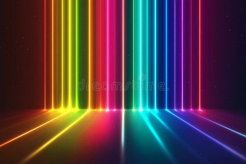 Vibrant Abstract Rainbow Spectrum with Glowing Parallel Lines Shining ...