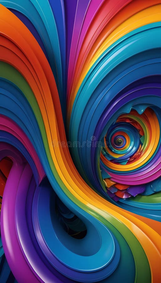 Vibrant Abstract Rainbow Swirl Design Stock Illustration - Illustration ...
