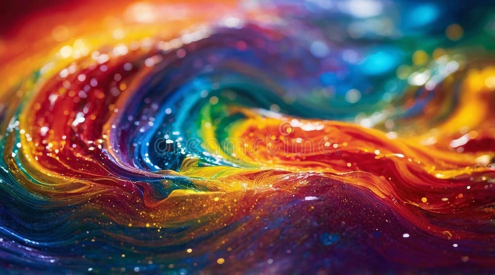 Vibrant Abstract Rainbow Wave Background with Glitter — Fluid Design ...