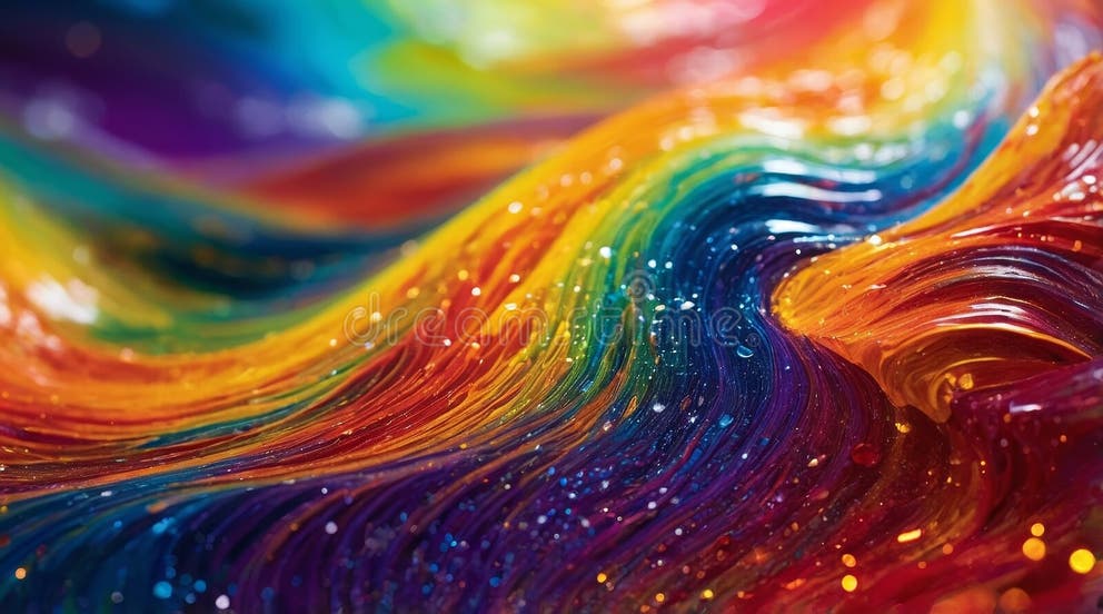 Vibrant Abstract Rainbow Wave Background with Glitter — Fluid Design ...