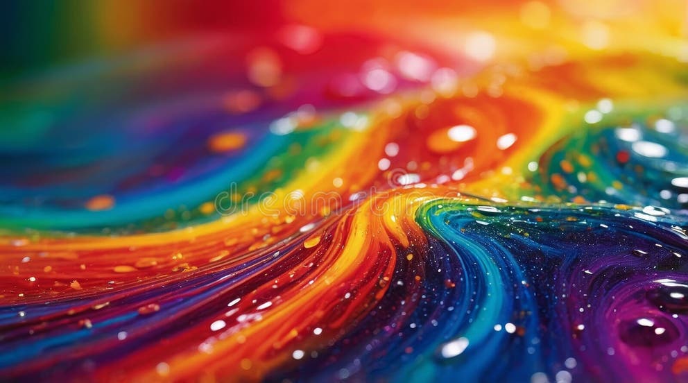 Vibrant Abstract Rainbow Wave Background with Glitter — Fluid Design ...