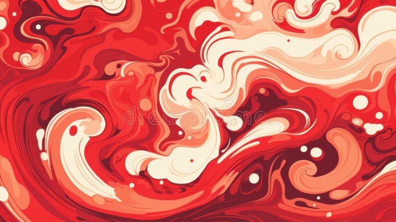 Vibrant Abstract Red and White Artwork with Fluid Branching Patterns ...