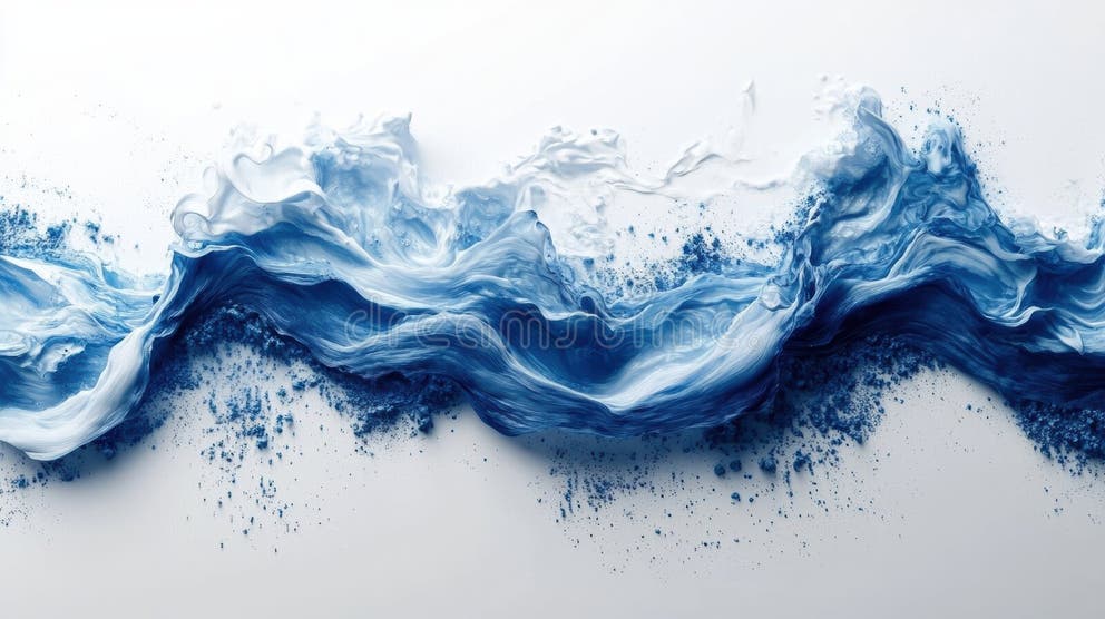 Abstract Blue and White Waves in Fluid Motion on a Light Background ...