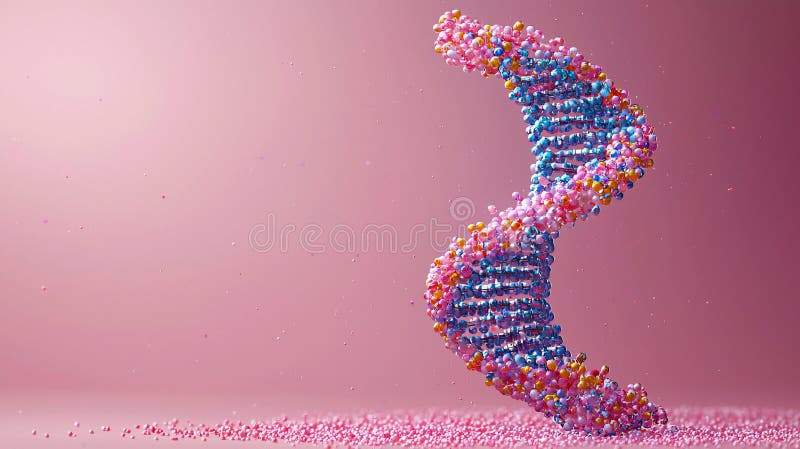 Abstract Colorful DNA Helix Structure Genetic Code Pink Background ...