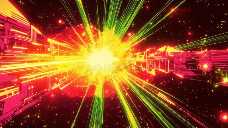 Hyperspace Jump: Futuristic Spaceship Exploding through Nebula Stock ...