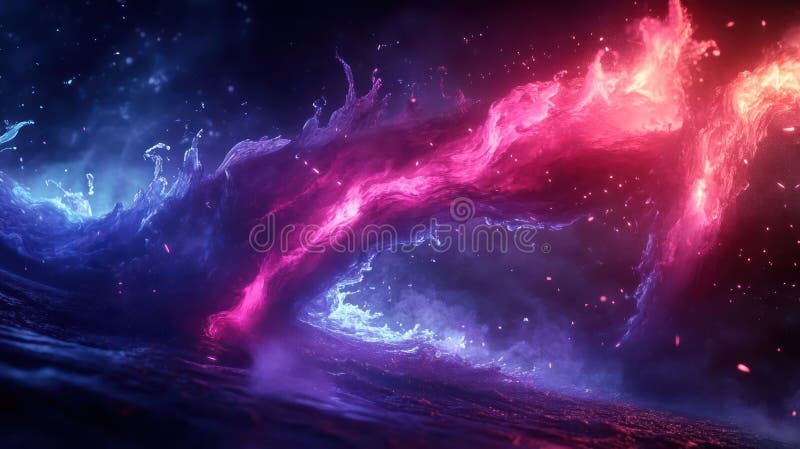 Abstract Neon Waves of Pink and Blue Fire Stock Illustration ...