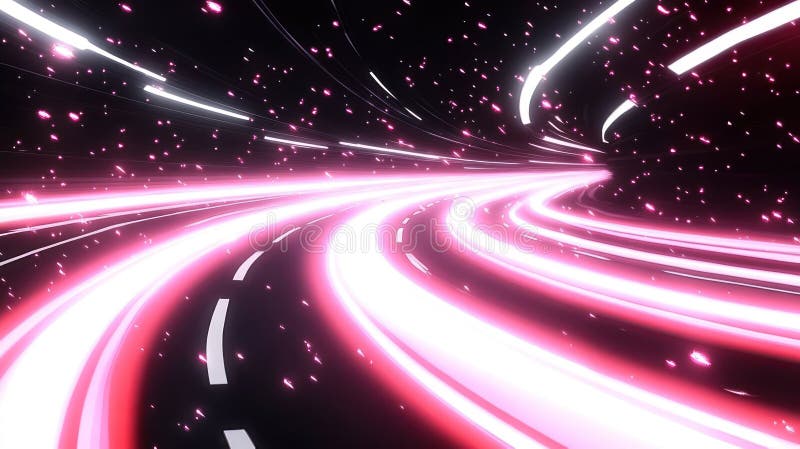 A Vibrant, Abstract Representation of a Futuristic Road with Glowing ...