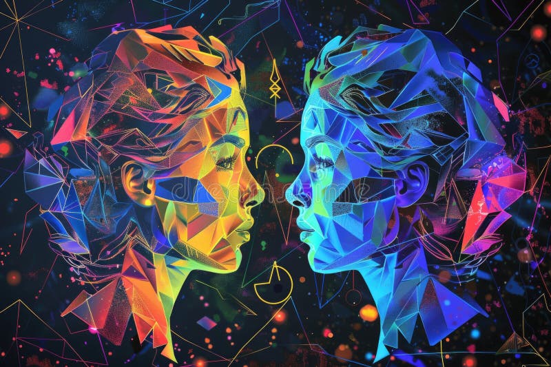 Vibrant Abstract Representation of the Gemini Zodiac Sign with Cosmic ...