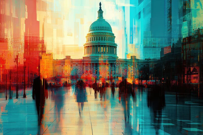 Vibrant Abstract Representation of Government Structure, Symbolizing ...