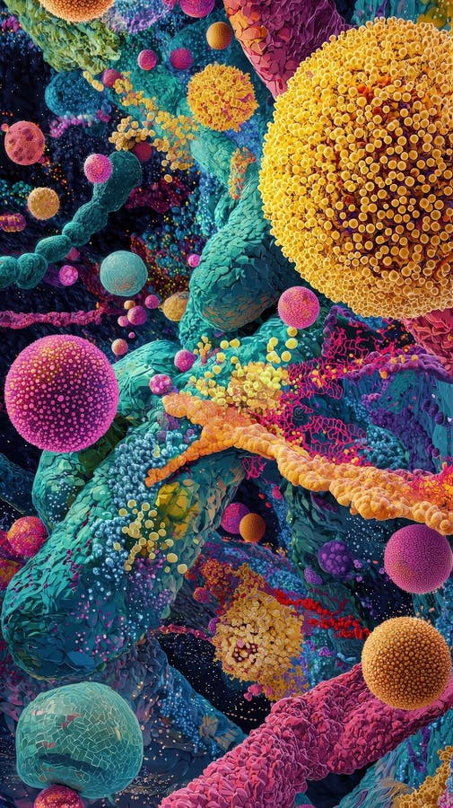 Vibrant Abstract Representation of Microscopic Organisms Stock Photo ...