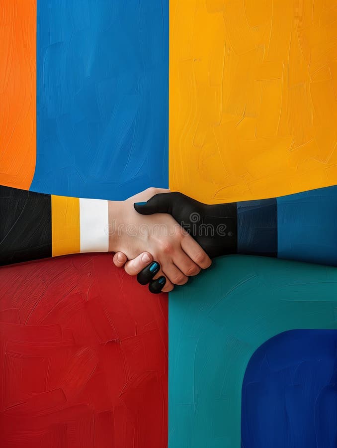 Abstract Representation of Team Collaboration with Vibrant Hand Shake ...