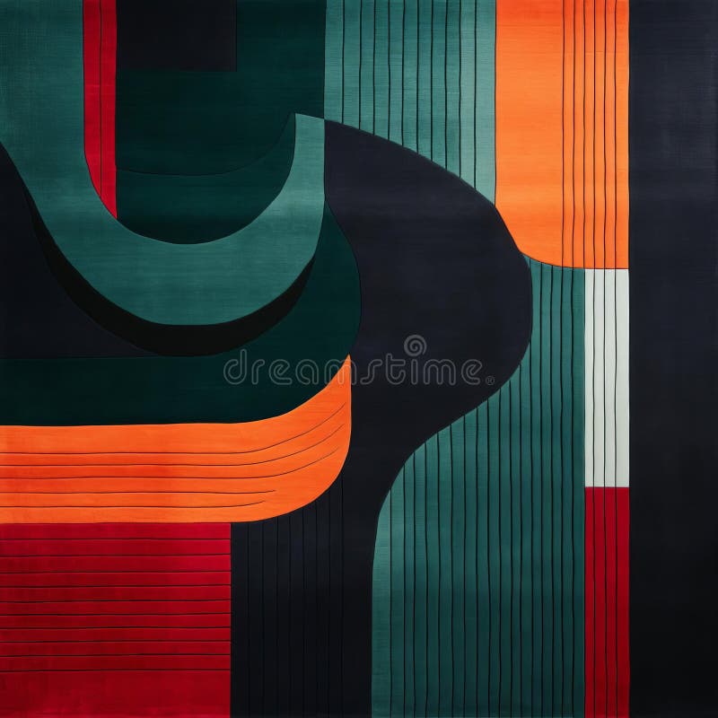 Vibrant Modular Abstract Rug with Balanced Symmetry Designs Stock ...