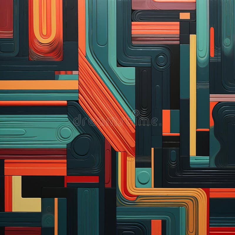 Vibrant Abstract Rugged Mud Modular Constructivism Art Piece Design ...