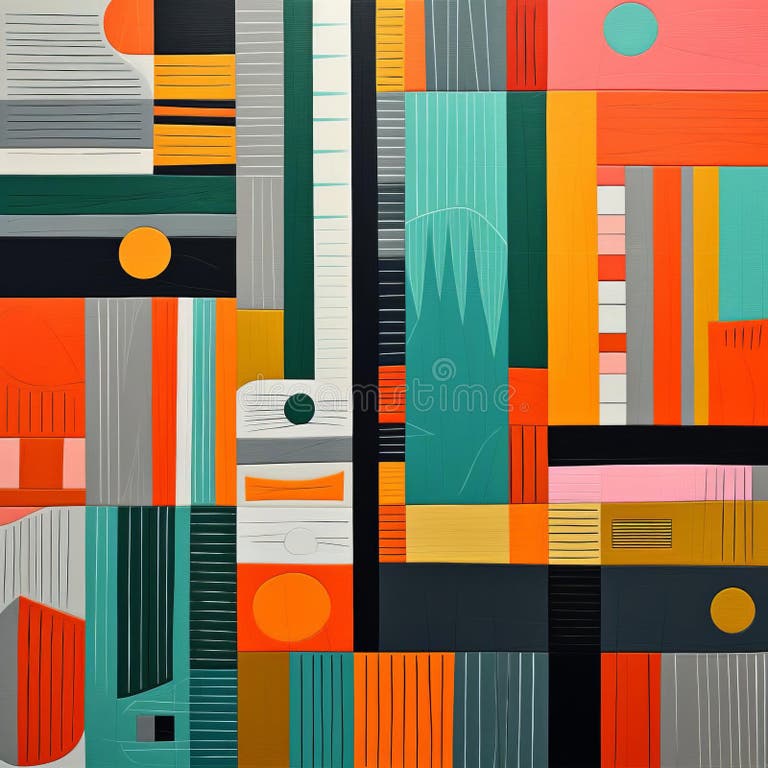 Vibrant Abstract Rugmaking with Modular Constructivist Designs Stock ...