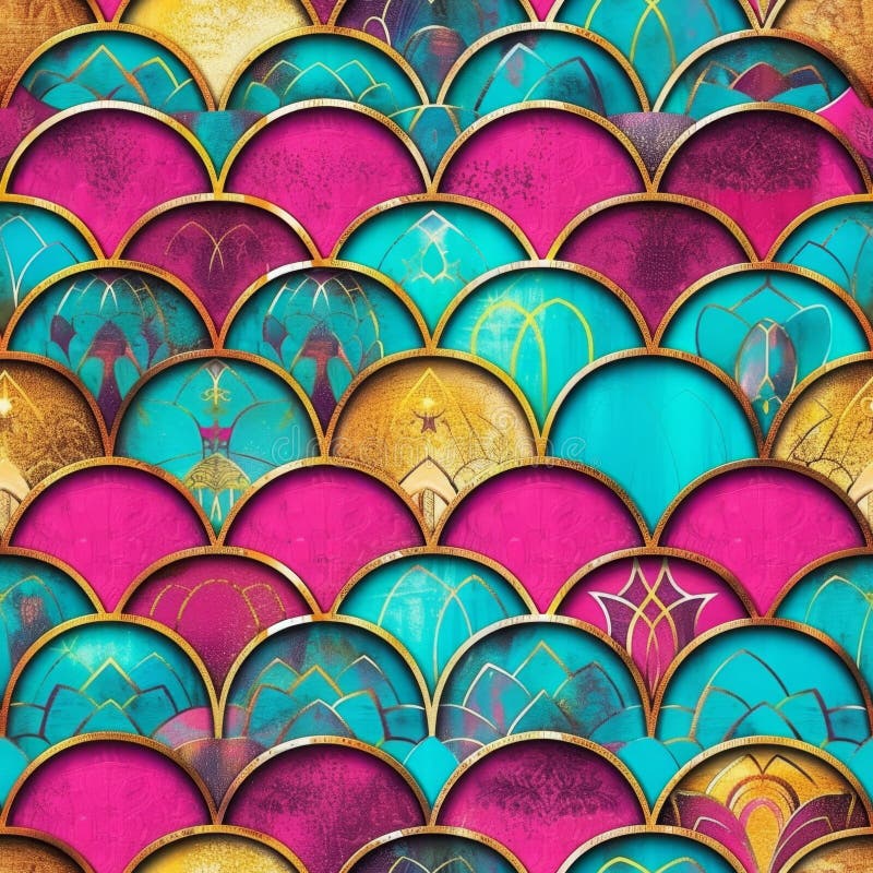 Vibrant Abstract Scales Pattern Gold Accents Stock Photos - Free ...