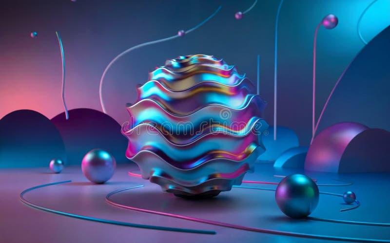 A Vibrant and Abstract Scene with a Spherical Object in the Center that ...