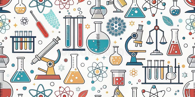 Vibrant Abstract Science Lab Pattern a Colorful Detailed Illustration ...
