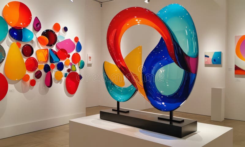 Vibrant Abstract Sculpture, Composed Overlapping Circles in Various ...