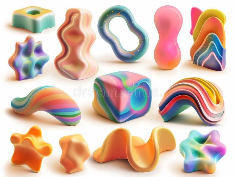 Abstract Art Rainbow Colors Organic Shapes Smooth Gradients Stock ...