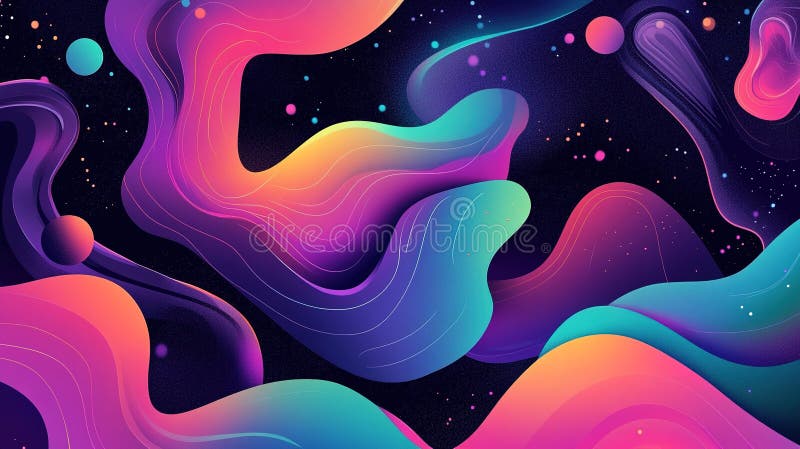 Vibrant Abstract Shapes and Flowing Colors Create a Mesmerizing Digital ...