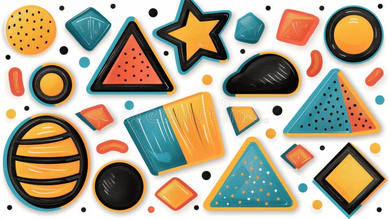 Vibrant Abstract Shapes in a Playful Doodle Collection. Modern ...