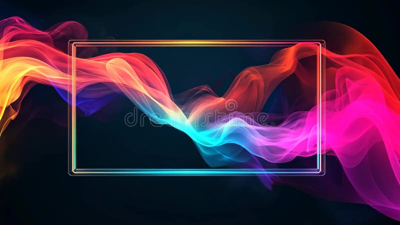 Vibrant Abstract Smoke Waves with Glowing Rectangular Frame. Generated ...