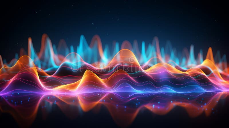 Vibrant Abstract Sound Wave Visualization on Dark Background Stock ...