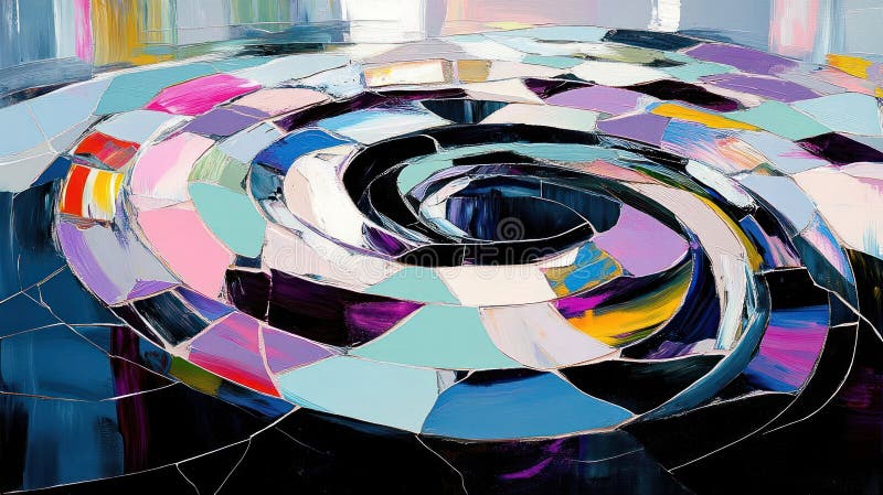 A Vibrant, Abstract Spiral Design Made of Colorful Tiles, Creating a ...