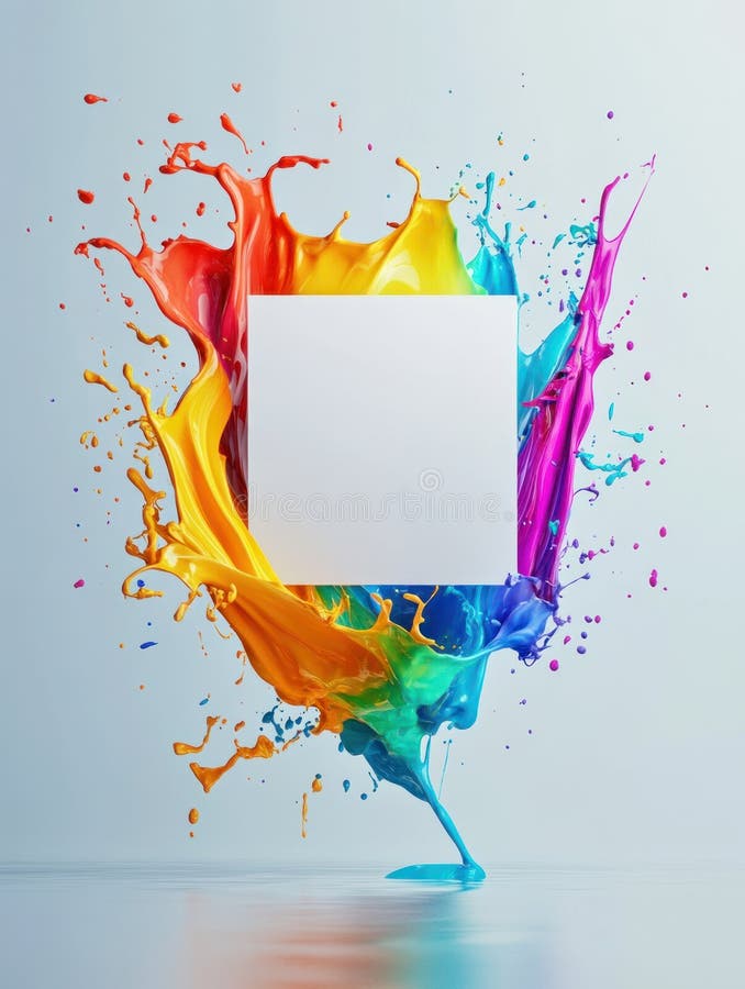 Vibrant Abstract Splash with Blank Square in High Energy Colorful ...