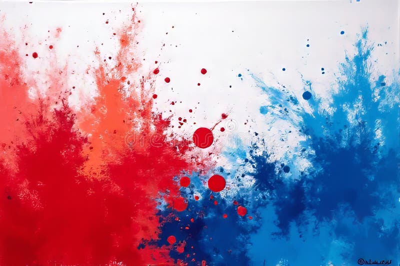 Vibrant Abstract Splatter Painting in Red and Blue a Dynamic Expression ...