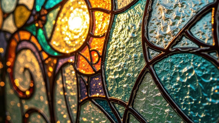 Vibrant Abstract Stained Glass in Sunlight Capturing Intricate Patterns ...