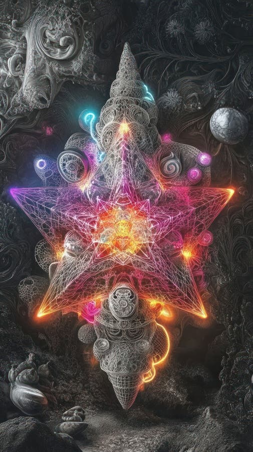 A Vibrant, Abstract Star Design with Intricate Patterns and Glowing ...