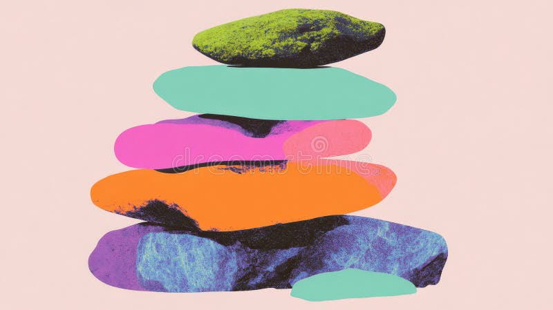Vibrant Abstract Stone Stack Illustration with Colorful Layers Stock ...