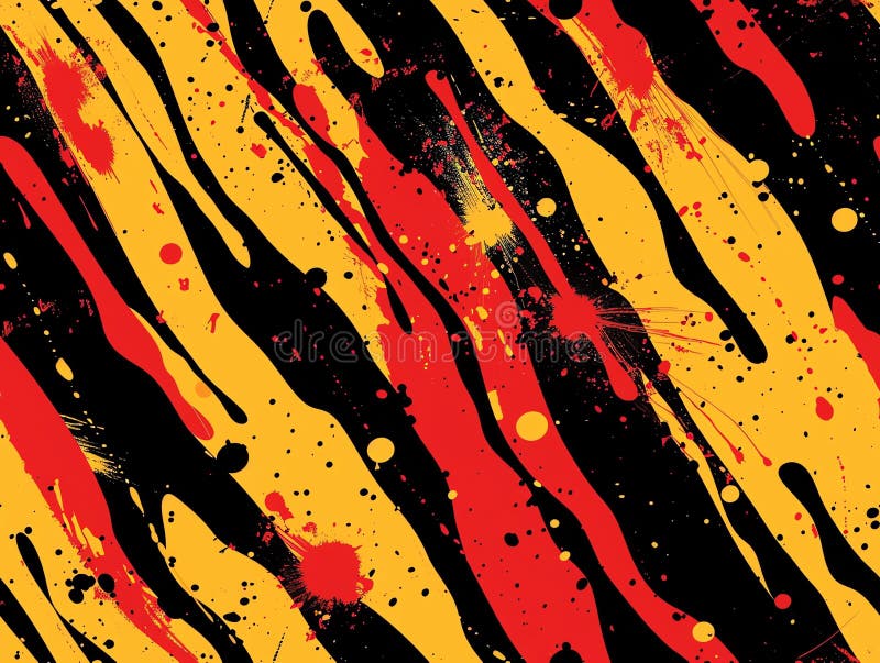 Vibrant Abstract Stripes and Paint Splatters Background. Red, Yellow ...