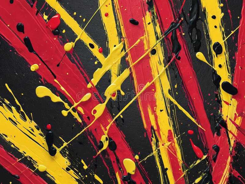 Vibrant Abstract Stripes and Paint Splatters Background Red Yellow ...