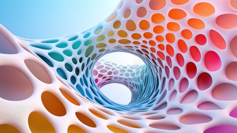 Colorful Abstract Structure with Hollow Patterns in a Bright Sky Stock ...