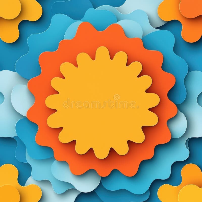 Vibrant Abstract Sunburst Design with Concentric Layers in Bright ...