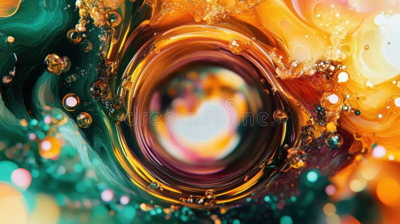 A Vibrant Abstract Swirl of Colors and Bubbles, Creating a Mesmerizing ...