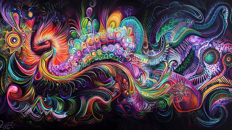 Vibrant Abstract Swirl of Colors and Patterns Stock Illustration ...