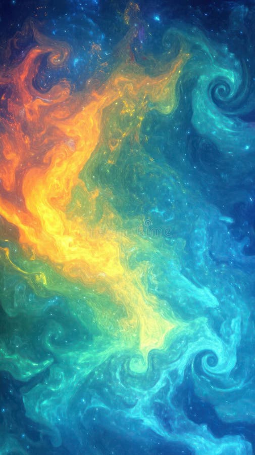 A Vibrant Abstract Swirl of Colors Resembling Cosmic Phenomena or Fluid ...