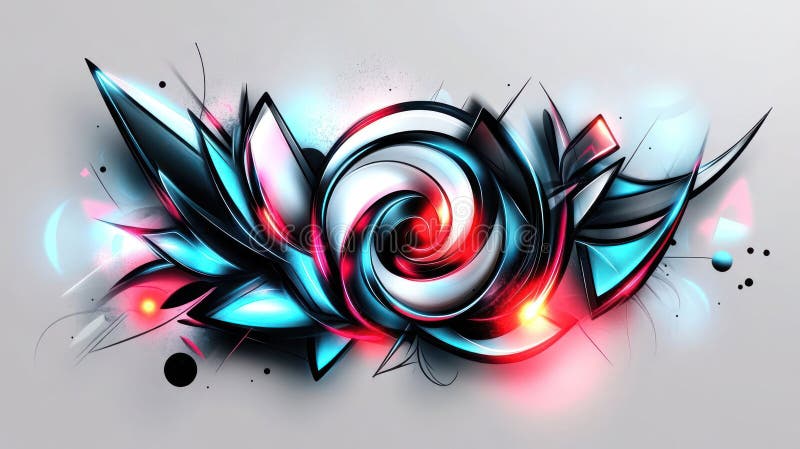A Vibrant Abstract Swirl Design Featuring Dynamic Shapes and Glowing ...