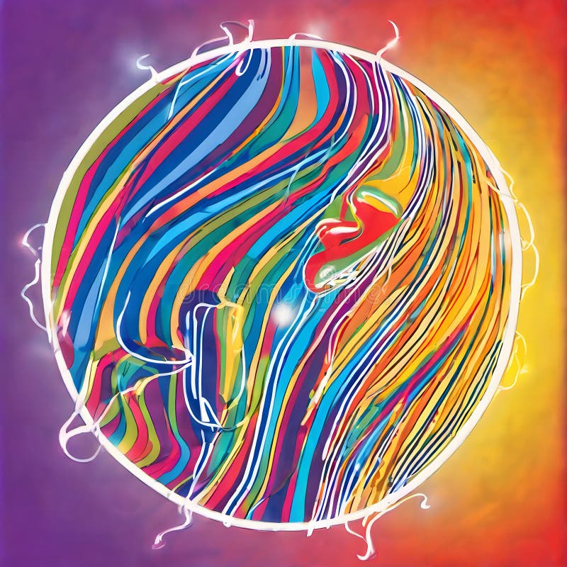 Vibrant Abstract Swirl of Multicolored Stripes in Circular Design Stock ...